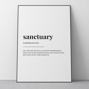 SANCTUARY DEFINITION MEANING | Printable Wall Art | Home Decor ...