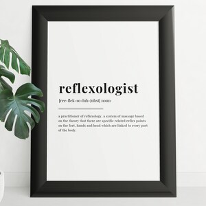 REFLEXOLOGIST DEFINITION PRINT, Wall Art Print, Reflexologist Print ...