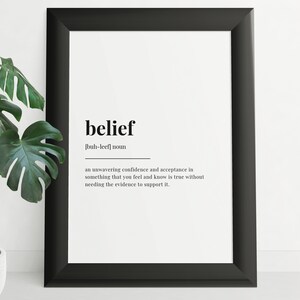 BELIEF DEFINITION MEANING | Printable Wall Art | Belief Print ...