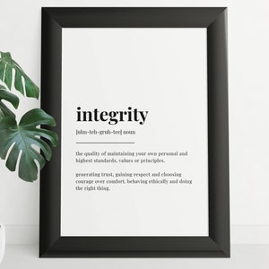 INTEGRITY DEFINITION PRINT | Wall Art Print | Integrity Print ...