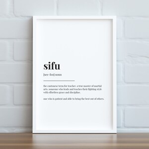 SIFU DEFINITION PRINT | Wall Art Print | Gift for Sifu | Martial Arts ...