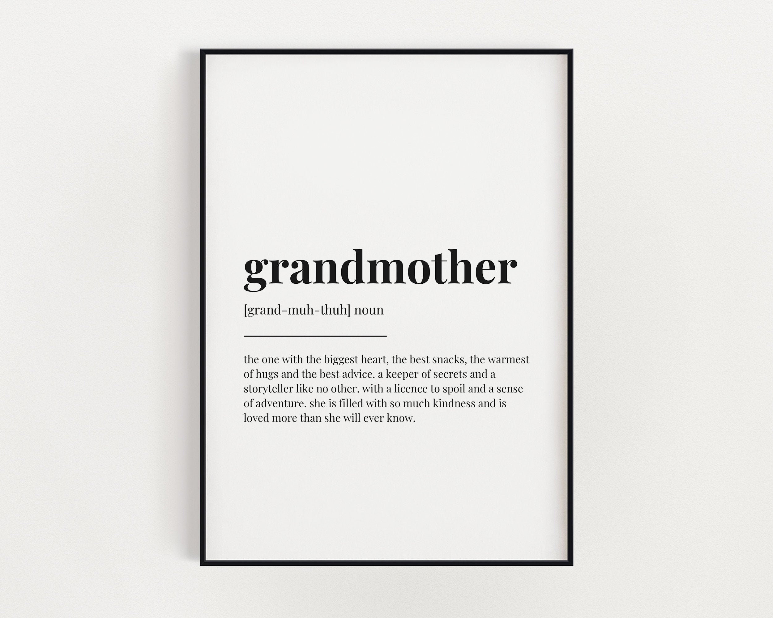 GRANDMOTHER DEFINITION PRINT Wall Art Print Definition - Etsy
