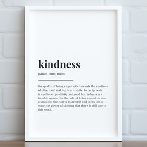 KINDNESS DEFINITION MEANING | Printable Wall Art | Kindness Print ...