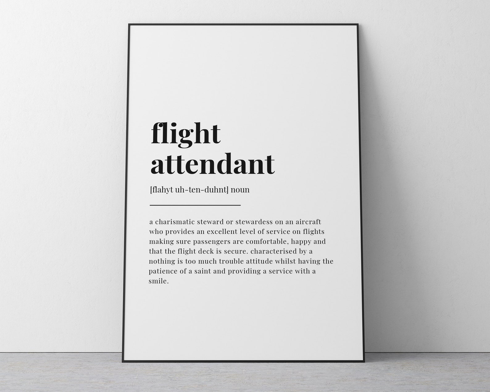 Printable Wall Art, Flight Attendant Meaning, Flight Attendant Gift ...