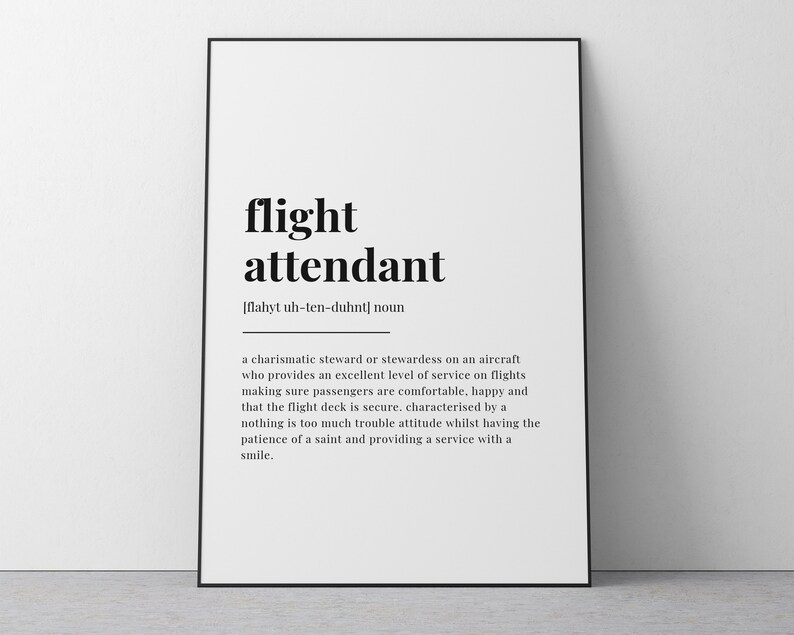 Printable Wall Art, Flight Attendant Meaning, Flight Attendant Gift ...
