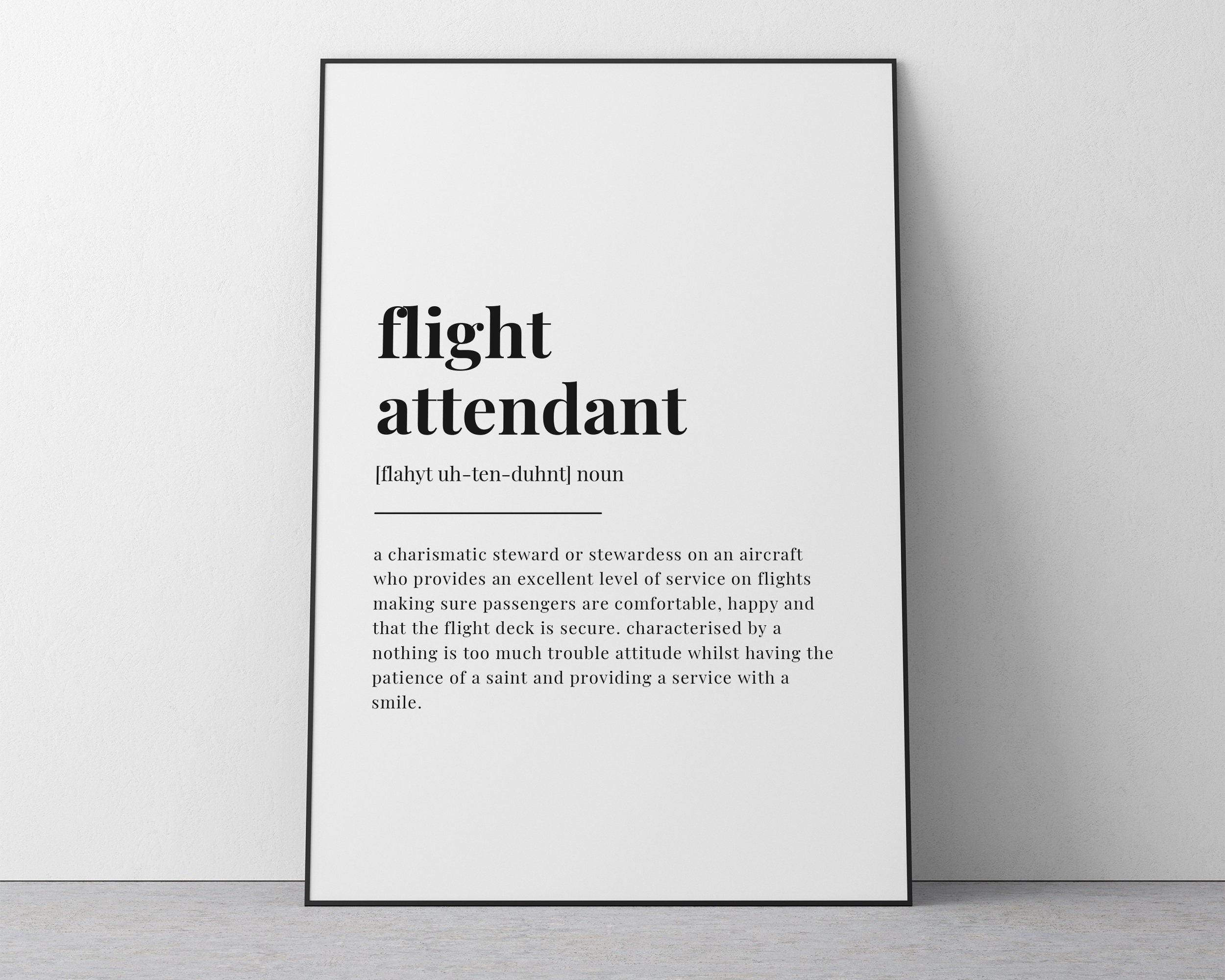 Printable Wall Art, Flight Attendant Meaning, Flight Attendant Gift ...