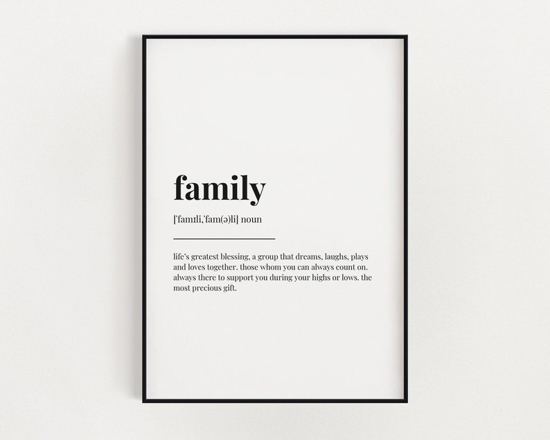FAMILY DEFINITION PRINT | Wall Art Print | Family Print | Definition ...