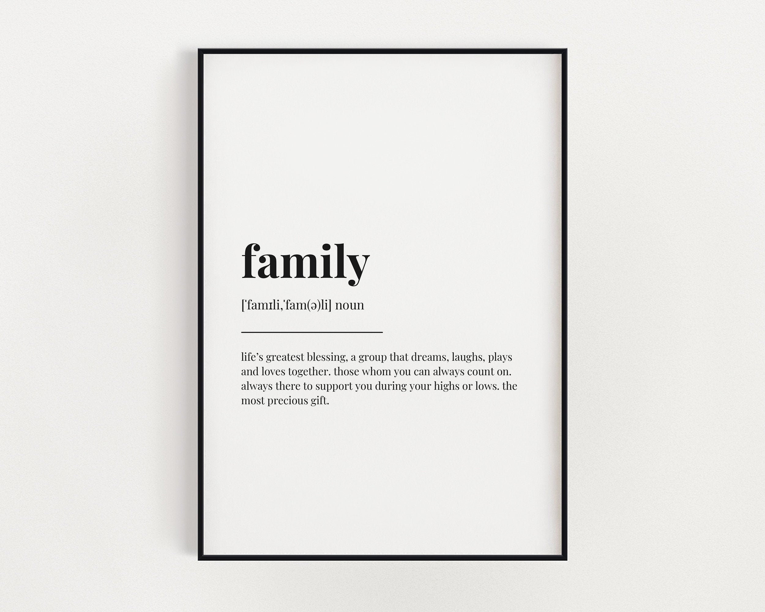 FAMILY DEFINITION PRINT Wall Art Print Family Print | Etsy