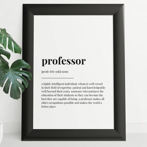 PROFESSOR DEFINITION PRINT, Wall Art Print, Professor Print, Quote ...