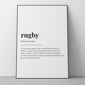 RUGBY DEFINITION MEANING | Printable Wall Art | Gift for Rugby Player ...