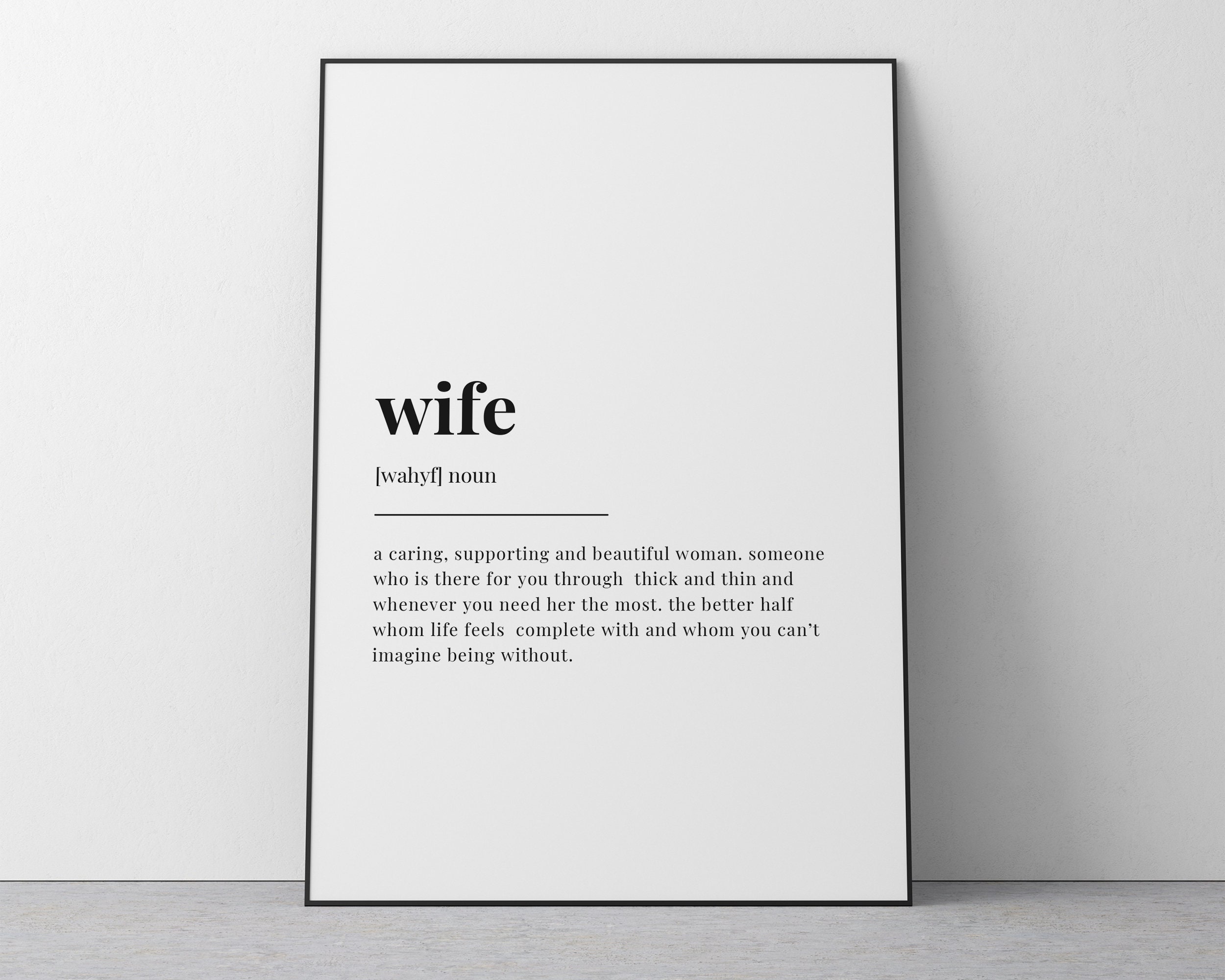 WIFE DEFINITION PRINT Wall Art Print Gift for Wife - Etsy