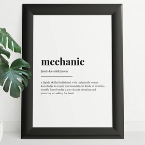 MECHANIC DEFINITION MEANING | Printable Wall Art | Mechanic Print ...