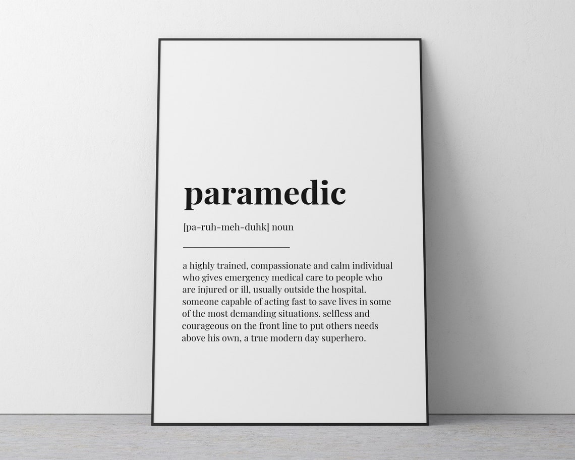 PARAMEDIC DEFINITION PRINT Printable Wall Art Definition | Etsy