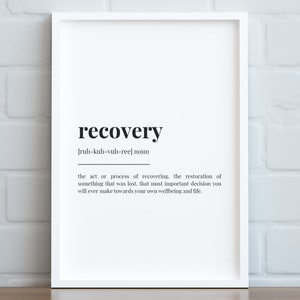 RECOVERY DEFINITION PRINT | Wall Art Print | Definition Print | Quote ...