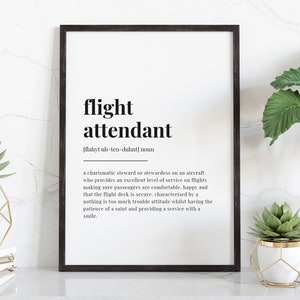 FLIGHT ATTENDANT Definition Print, Wall Art Print, Definition Print ...