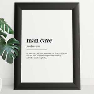 MAN CAVE DEFINITION Meaning | Printable Wall Art | Man Caveprint ...