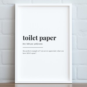 TOILET PAPER DEFINITION Meaning | Digital Download | Printable Wall Art ...