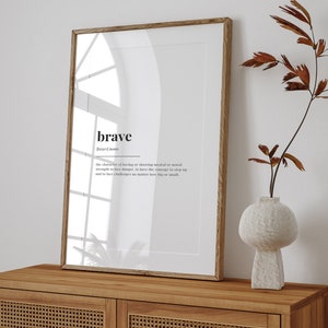 Brave Definition Meaning | Printable Wall Art | Wall Decor | Instant ...