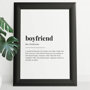 BOYFRIEND DEFINITION MEANING | Printable Wall Art | Boyfriend Gift ...