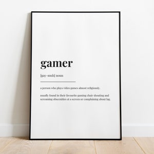GAMER DEFINITION PRINT | Digital Download | Printable Wall Art ...