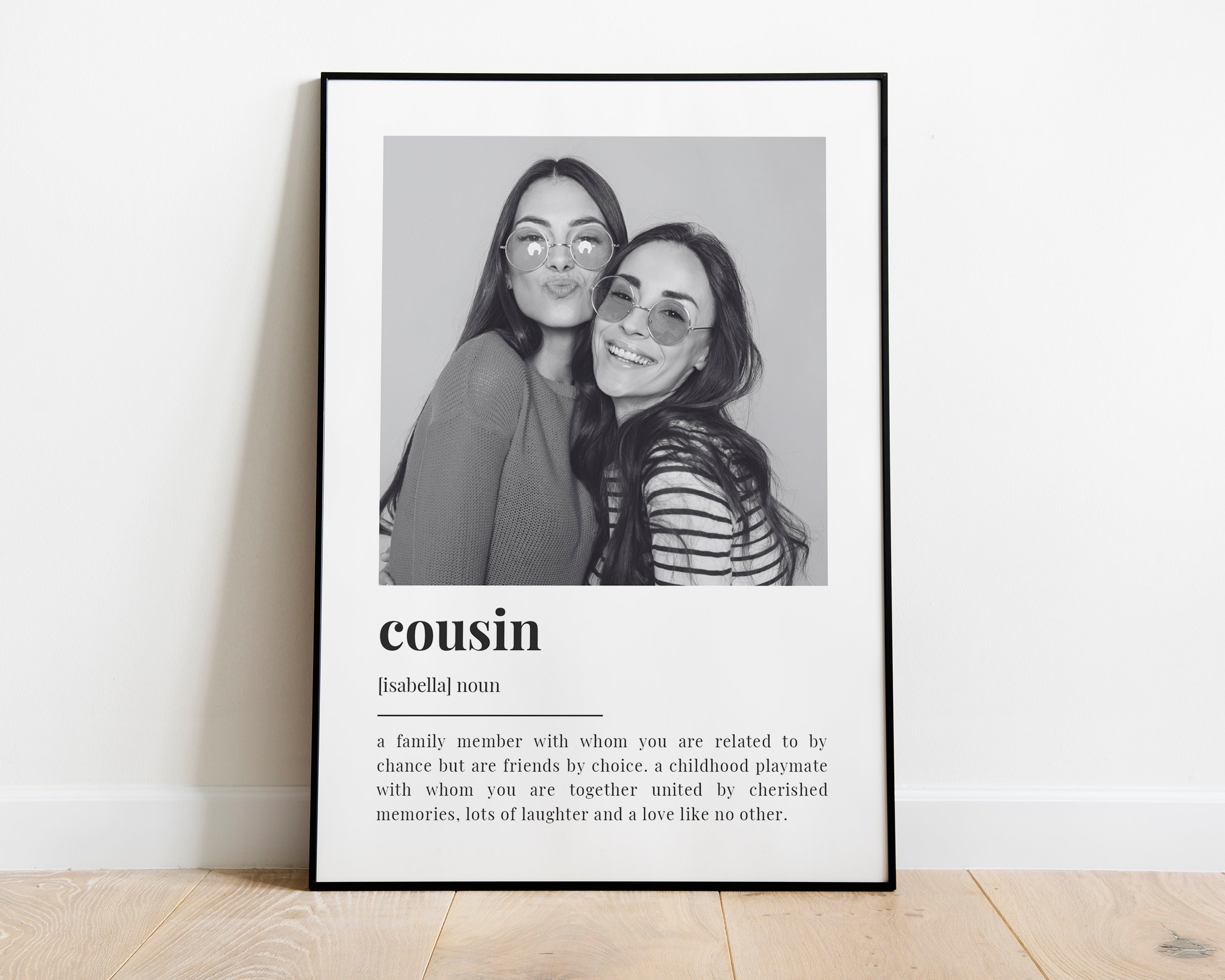 PERSONALISED COUSIN DEFINITION Print | Wall Art Print | Cousin Gift ...