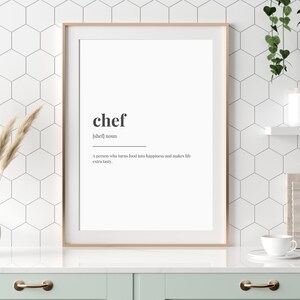 CHEF DEFINITION MEANING | Printable Wall Art | Chef Gift | Kitchen ...