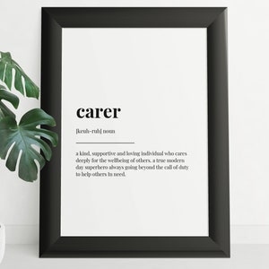 CARER DEFINITION MEANING | Instant Download | Printable Wall Art ...