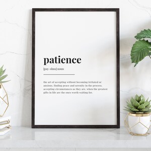 Patience Definition Meaning | Printable Wall Art | Wall Decor | Instant ...