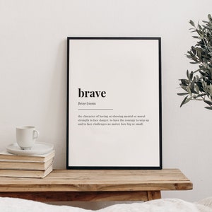 Brave Definition Meaning | Printable Wall Art | Wall Decor | Instant ...