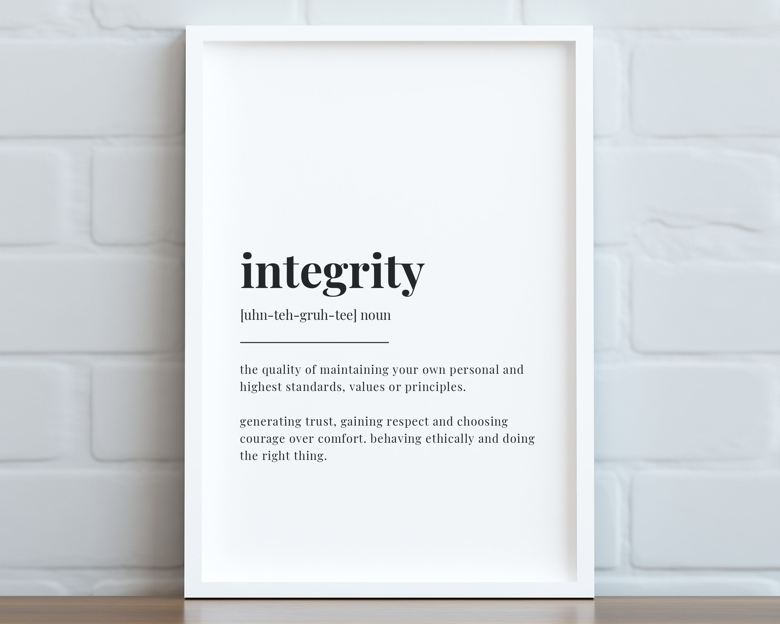 INTEGRITY DEFINITION PRINT | Wall Art Print | Integrity Print ...