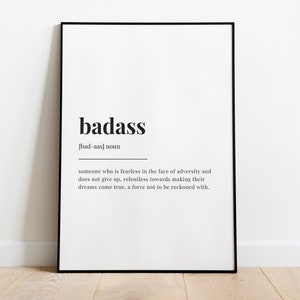BADASS DEFINITION PRINT | Wall Art Print | Badass Print | Definition ...