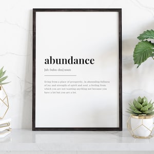 Abundance Definition Meaning | Printable Wall Art | Wall Decor ...