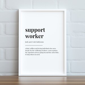 SUPPORT WORKER DEFINITION Print Wall Art Print Definition - Etsy UK