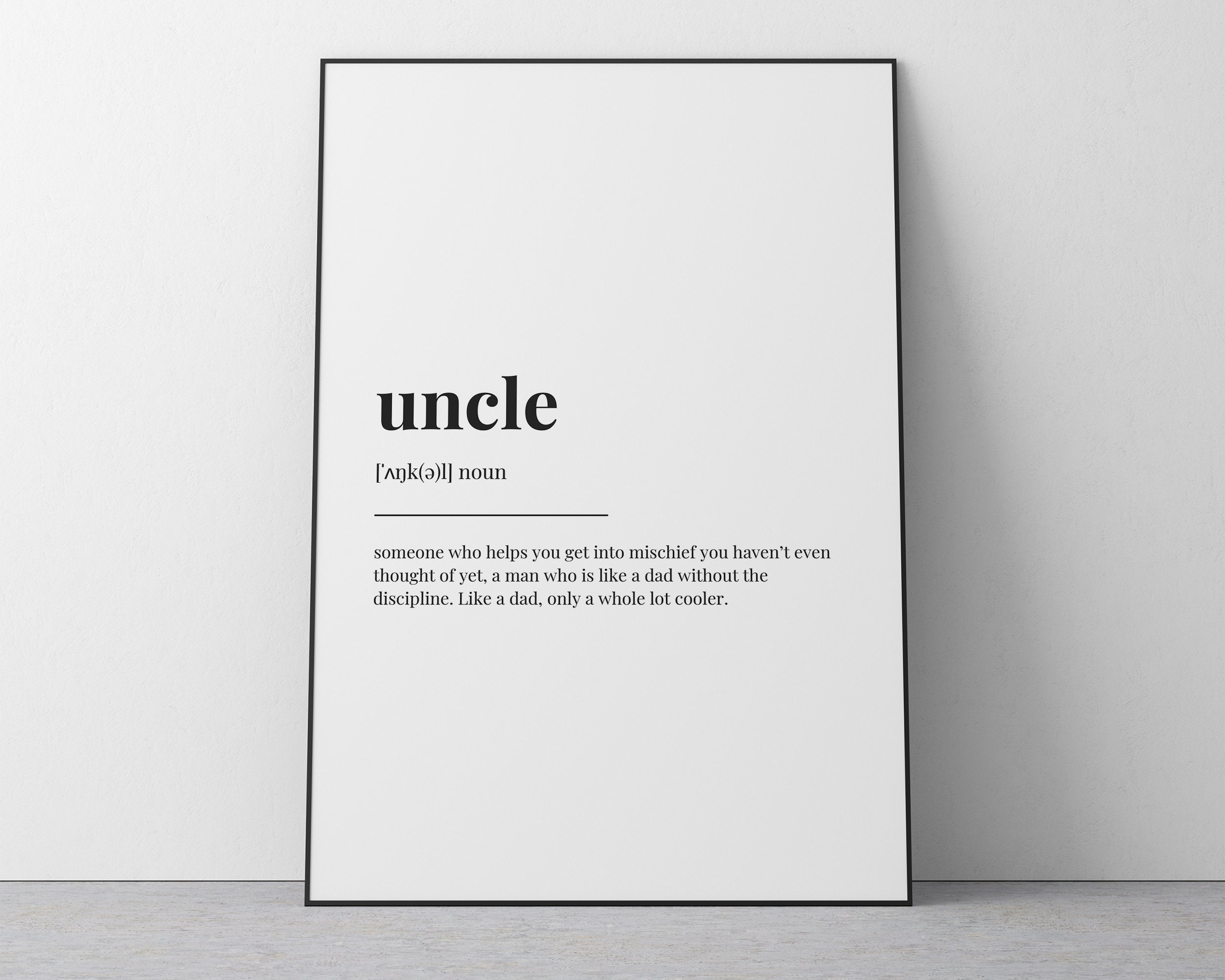 UNCLE DEFINITION PRINT | Wall Art Print | Uncle Print | Gift From Niece ...