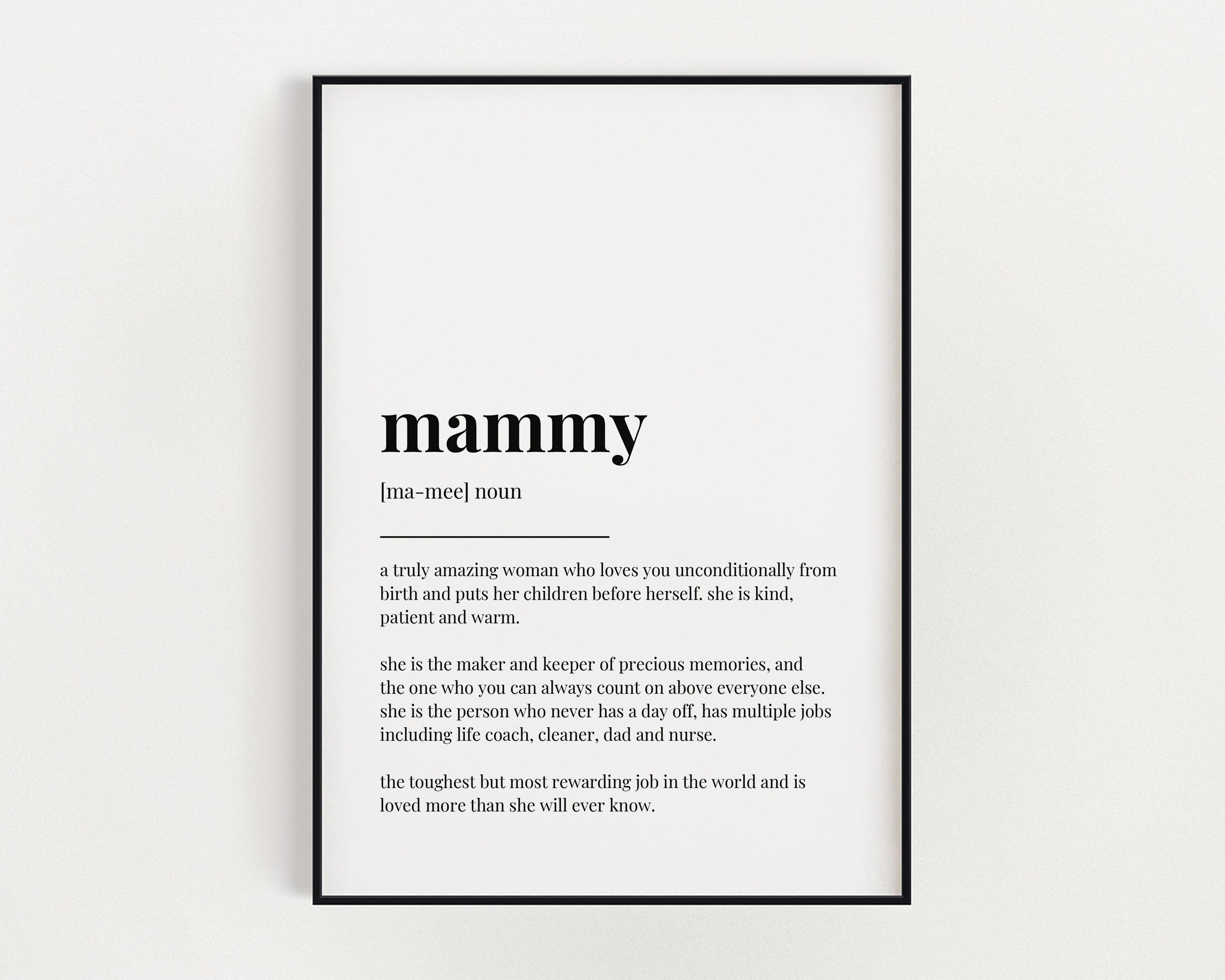 MAMMY DEFINITION PRINT Mammy Quote Mothers Day Wall Decor | Etsy