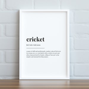 CRICKET DEFINITION PRINT | Wall Art Print | Definition Print | Quote ...