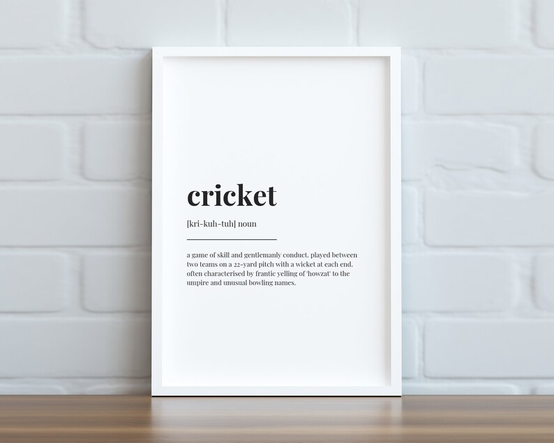 CRICKET DEFINITION PRINT | Wall Art Print | Definition Print | Quote ...