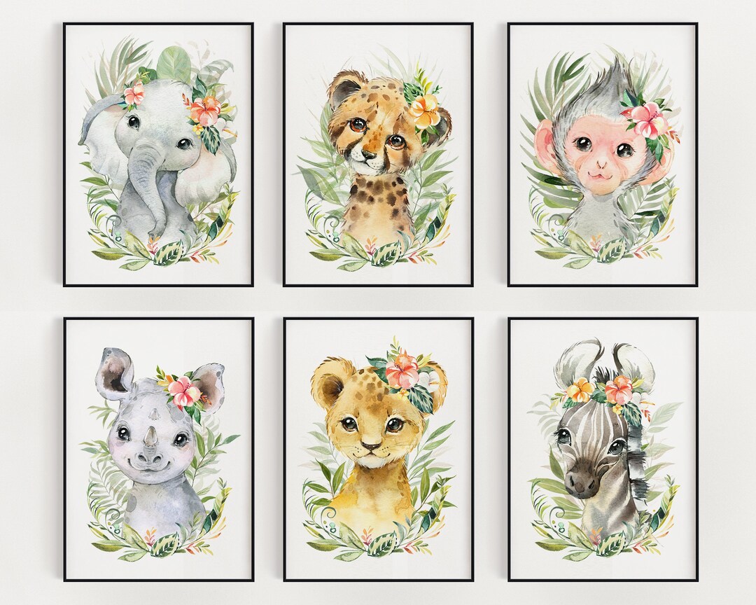 Safari Jungle Animal Nursery Wall Art Prints, Jungle Animal Prints ...