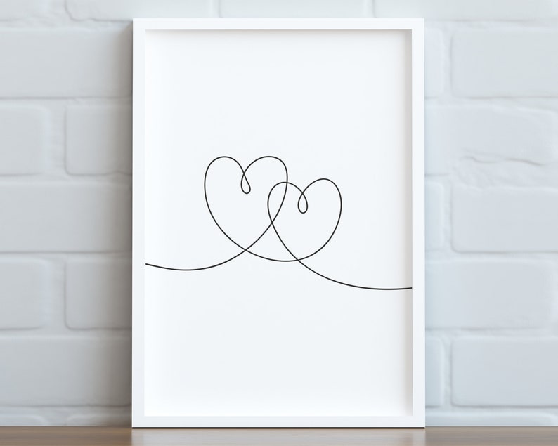 HEART LINE DRAWING Print | Printable Wall Art | Instant Download ...