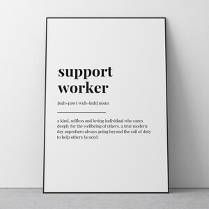 SUPPORT WORKER DEFINITION Print | Printable Wall Art | Gift for Support ...