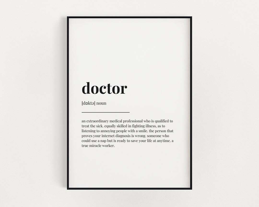 DOCTOR Definition Print, Wall Art, Doctor Print, Gift for Doctor ...
