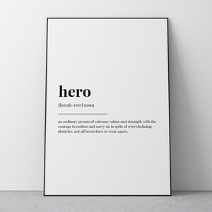 HERO DEFINITION PRINT | Printable Wall Art | Instant Download ...