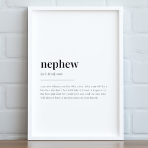Instant Download Printable Wall Art, Nephew Definition Meaning, Nephew ...