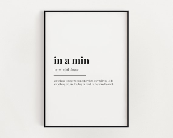 IN A MIN DEFINITION Print Wall Art Print Definition Print - Etsy