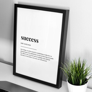 SUCCESS DEFINITION MEANING | Printable Wall Art | Motivational Print ...