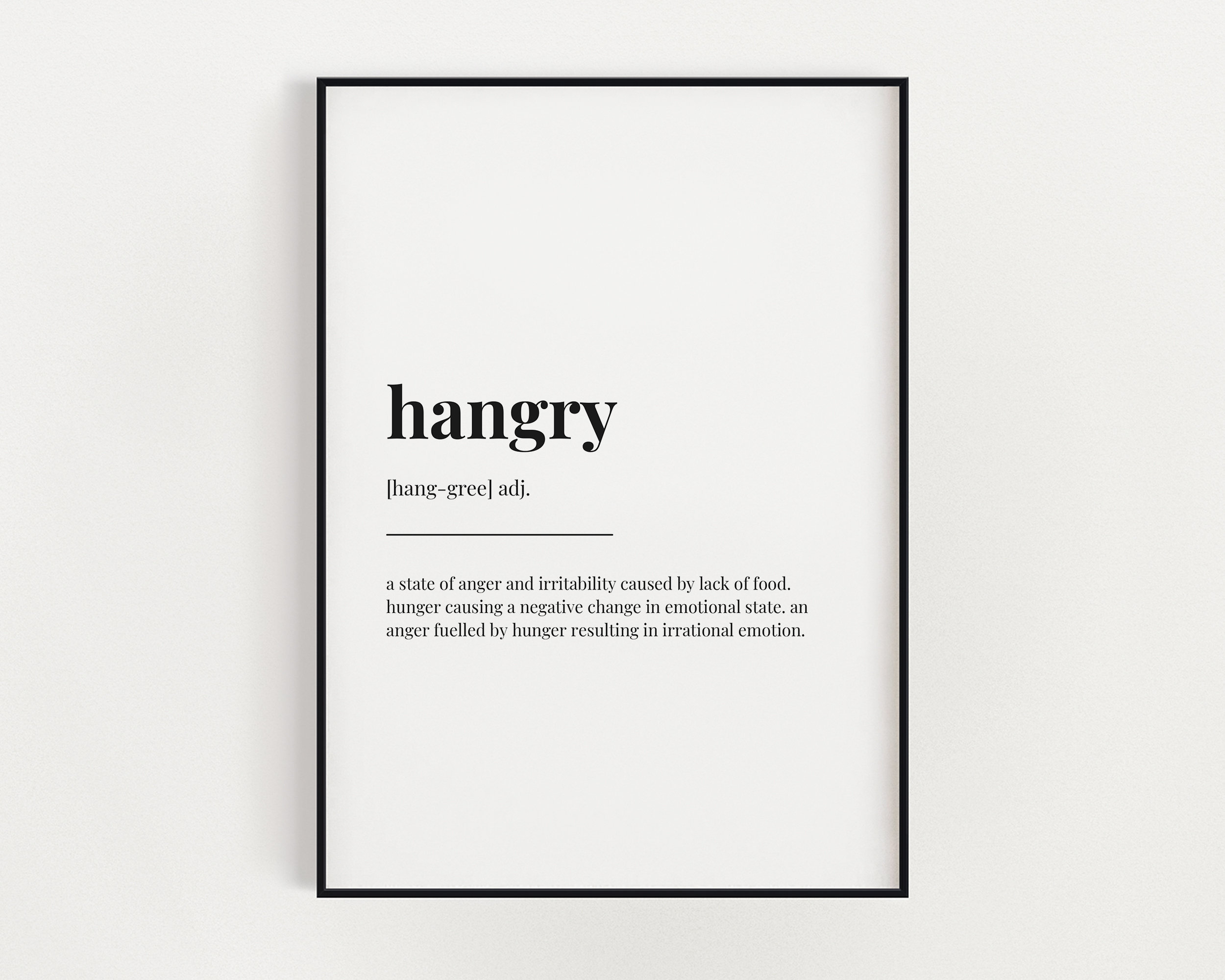 HANGRY DEFINITION PRINT Wall Art Print Hangry Print | Etsy