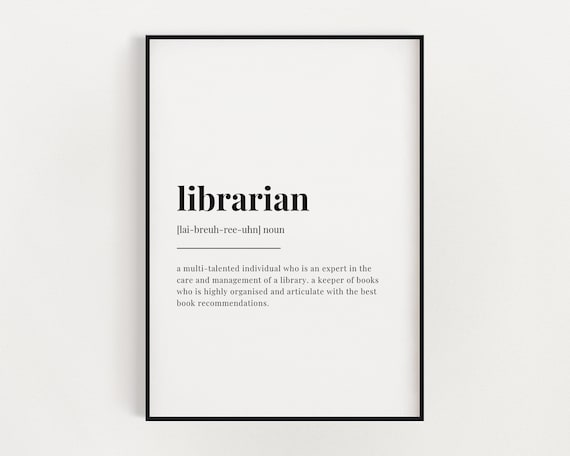 Librarian Definition Meaning Printable Wall Art Wall Decor | Etsy