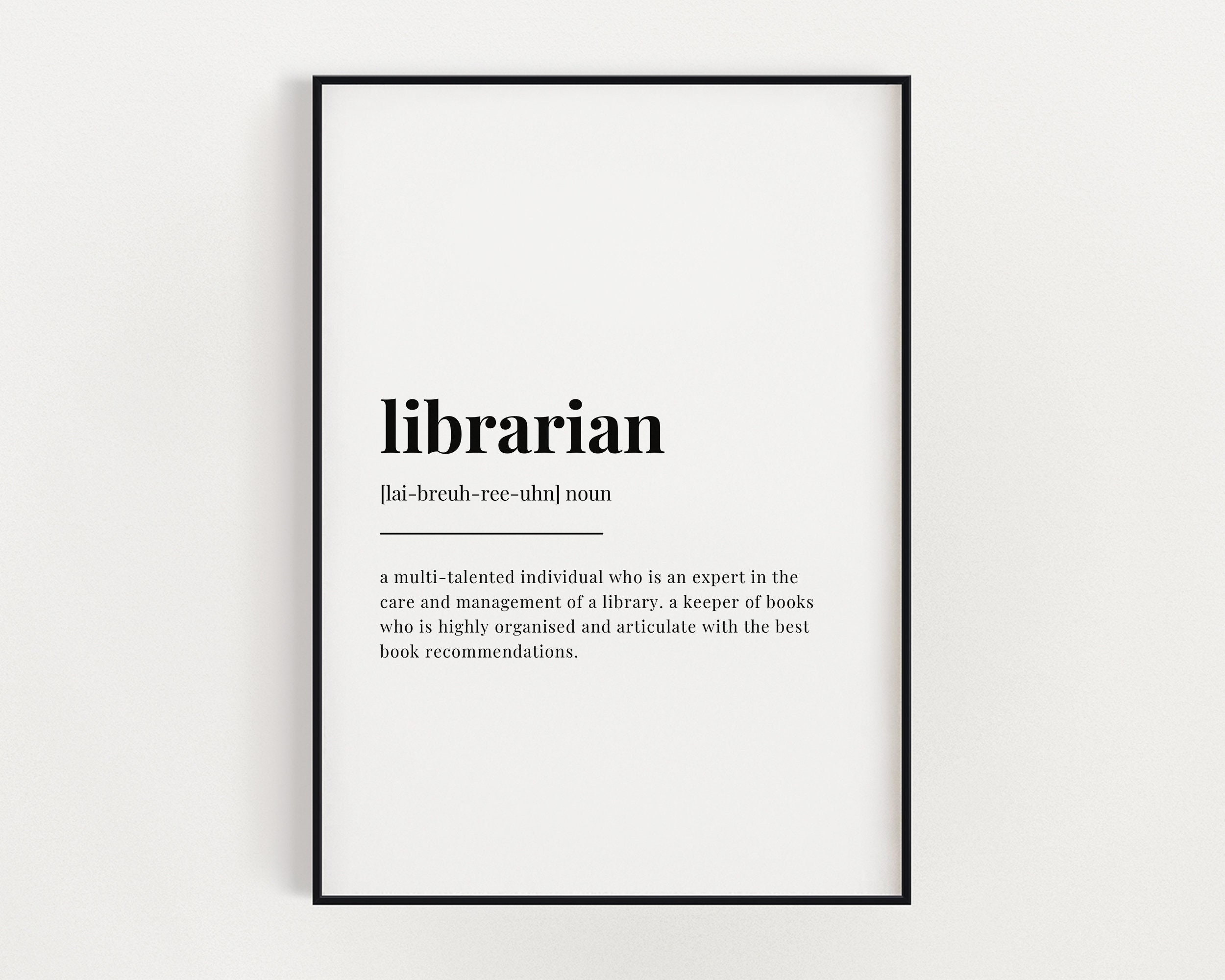 Librarian Definition Meaning Printable Wall Art Wall Decor | Etsy