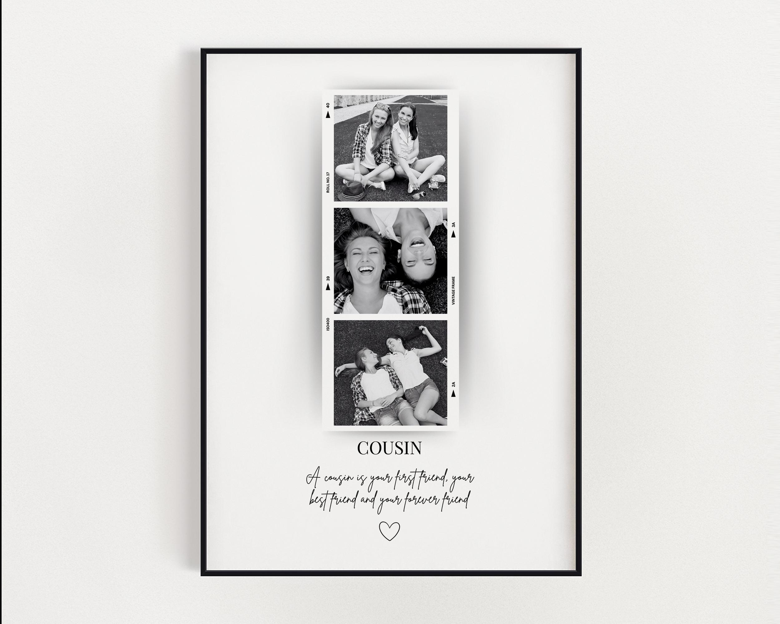 PERSONALISED COUSIN PHOTO Print, Wall Art Print, Cousin Gift, Cousin ...