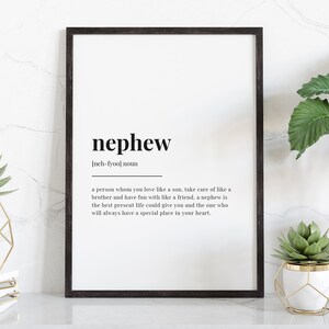 Instant Download Printable Wall Art, Nephew Definition Meaning, Nephew ...